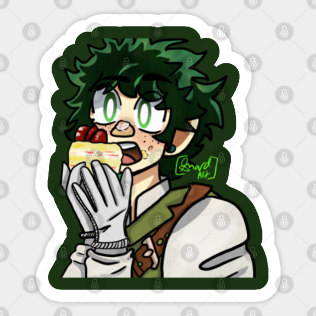 Deku Eating Cake Mha Sticker Teepublic